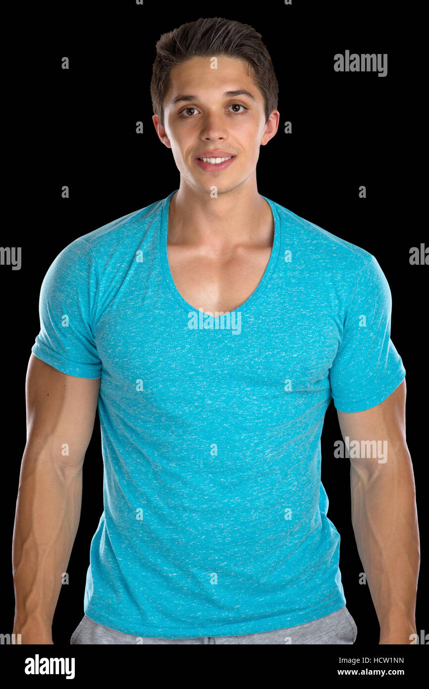 Happy man portrait muscles hi-res stock photography and images - Alamy