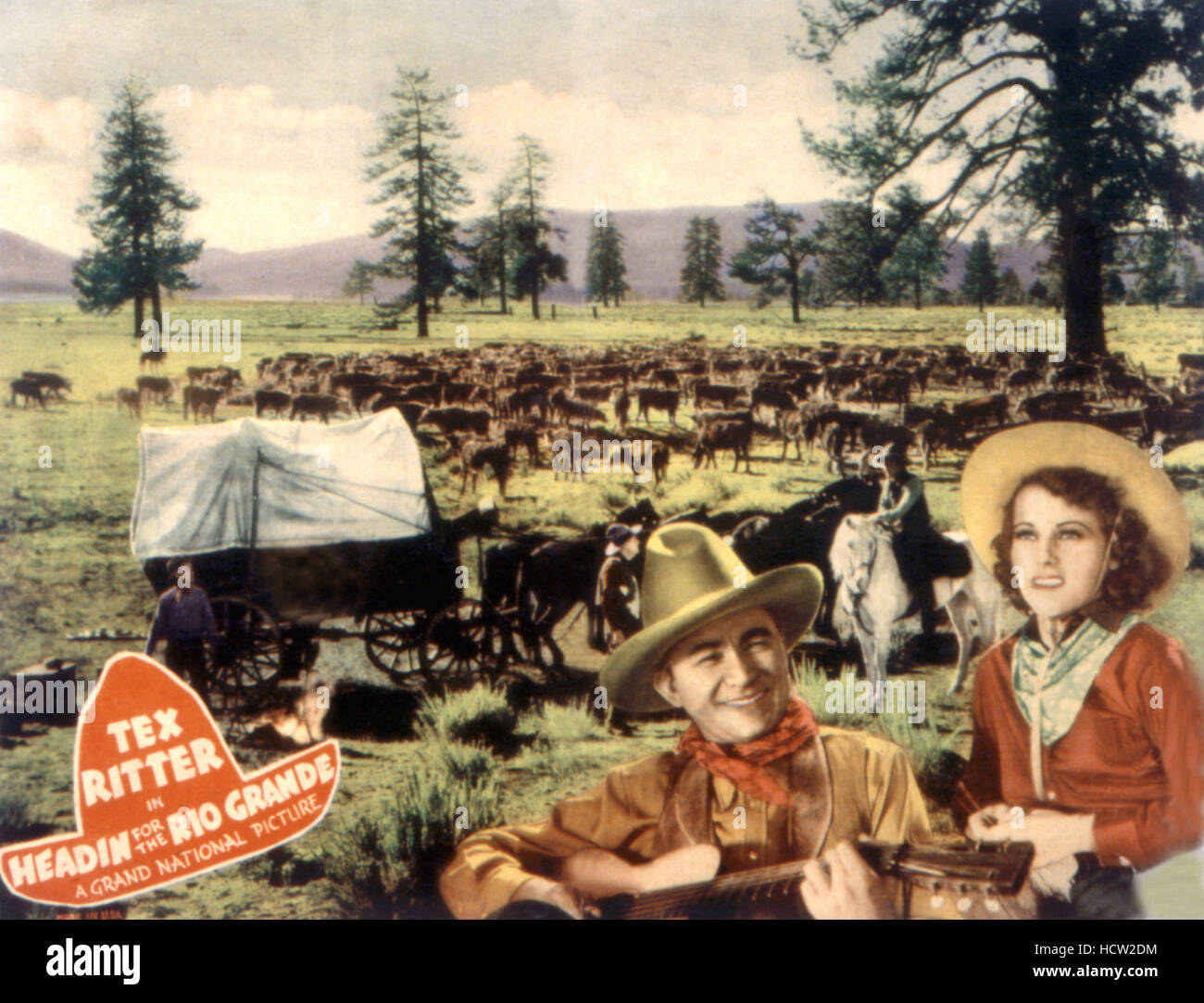 HEADIN' FOR THE RIO GRANDE, Tex Ritter, Eleanor Stewart, 1936 Stock ...