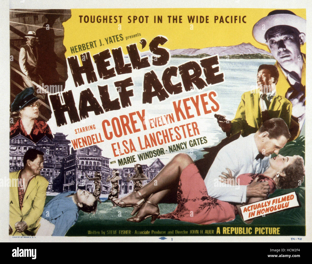 HELL'S HALF ACRE, Elsa Lanchester (left center), Wendell Corey (left ...