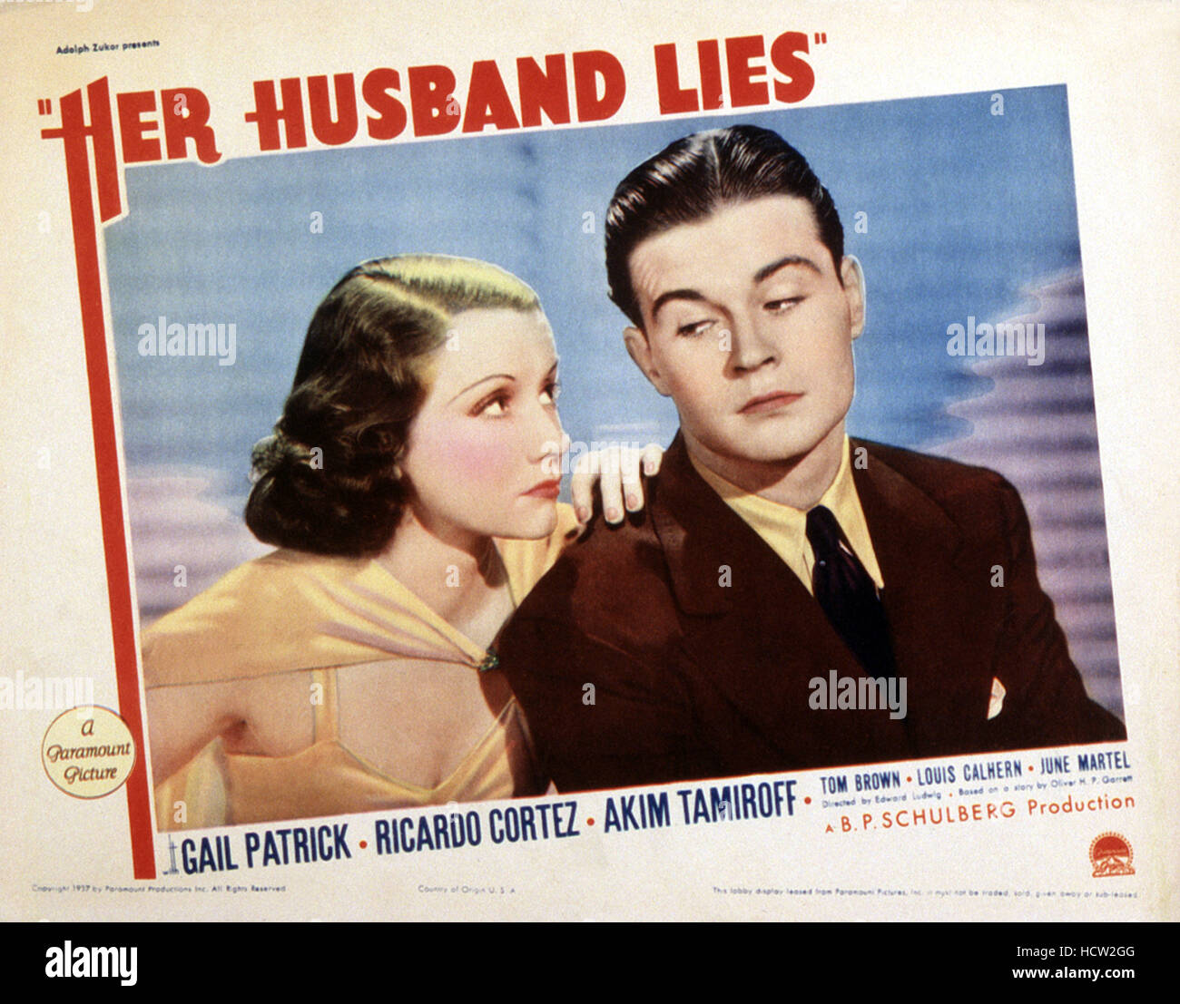 HER HUSBAND LIES, Gail Patrick, Tom Brown, 1937 Stock Photo - Alamy