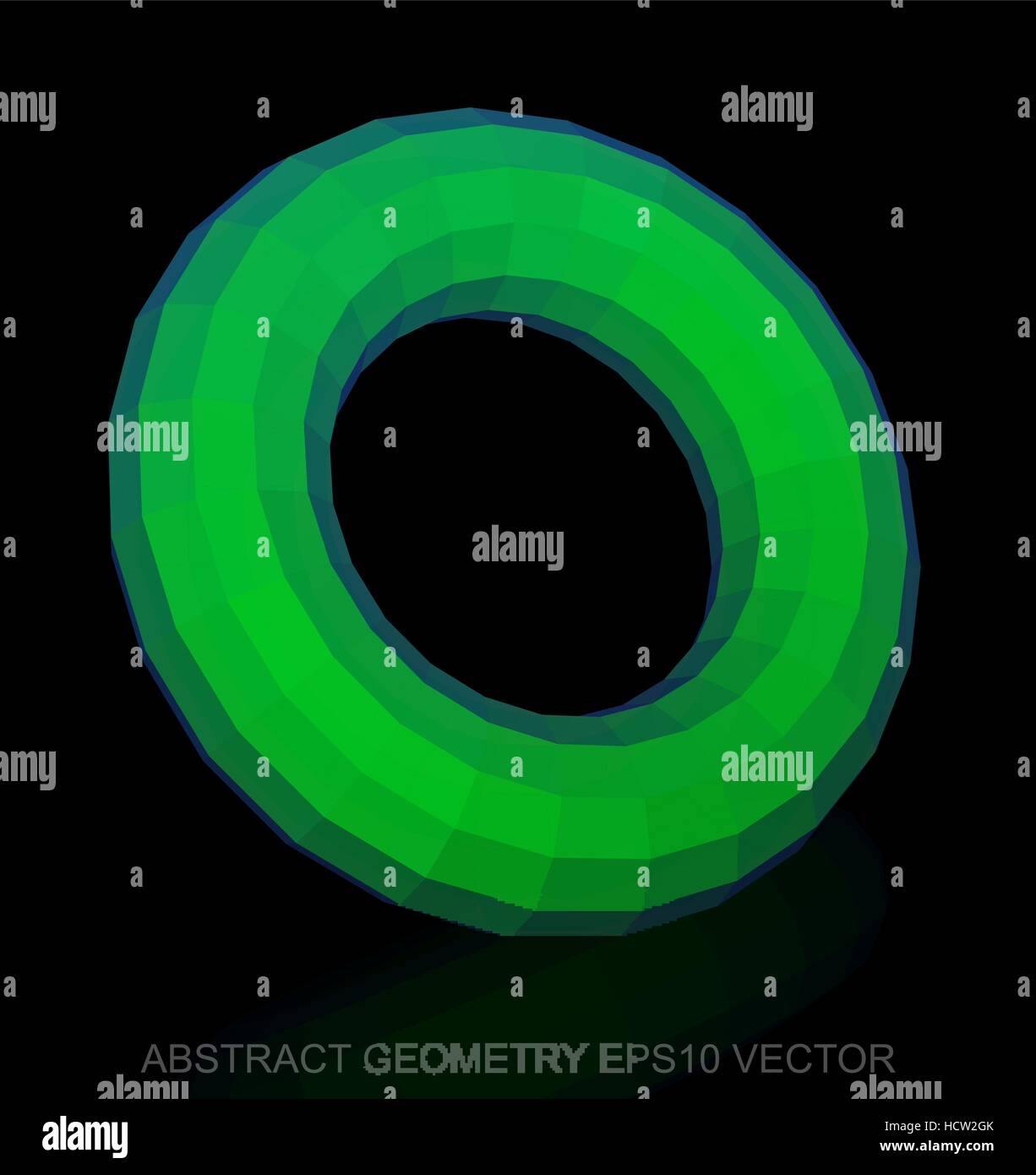 Abstract geometry: low poly Green Torus. 3D polygonal object, EPS 10 ...