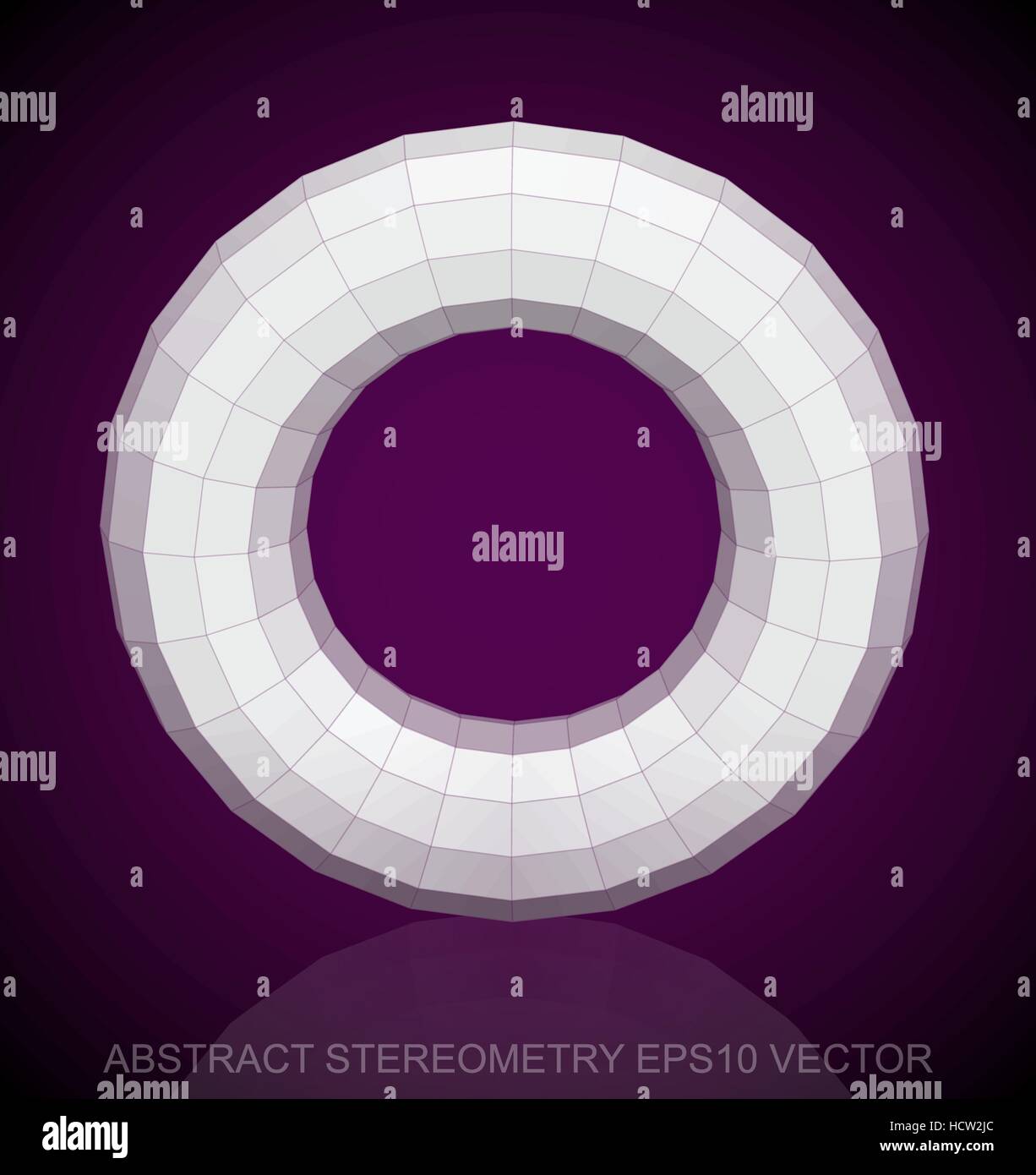 Abstract geometry: low poly White Torus. 3D polygonal object, EPS 10 ...