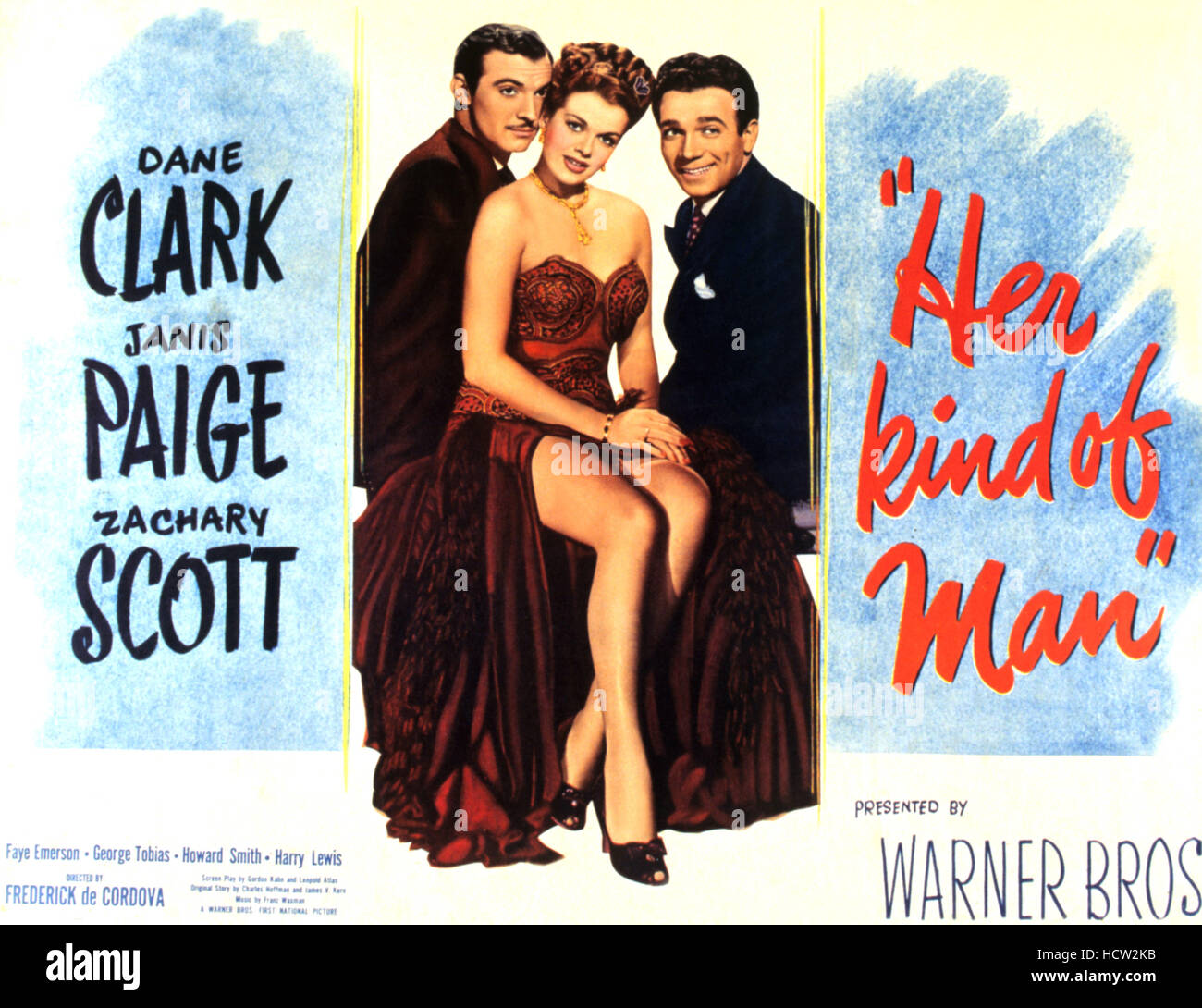 HER KIND OF MAN, Zachary Scott, Janis Paige, Dane Clark, 1946 Stock ...
