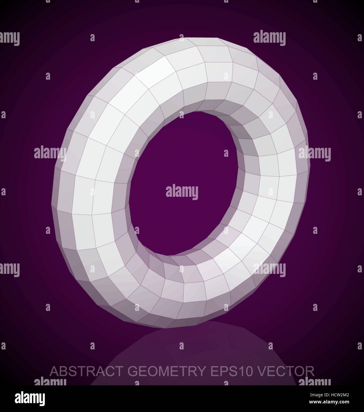 Abstract geometry: low poly White Torus. 3D polygonal object, EPS 10 ...