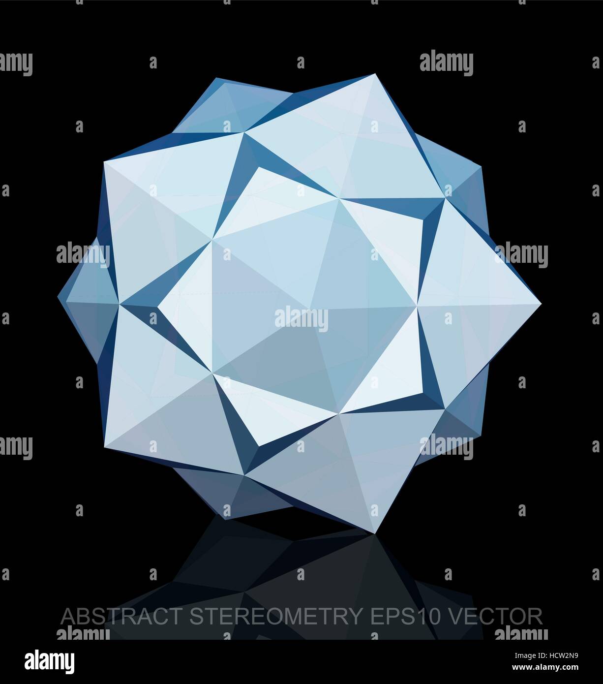 Abstract stereometry: low poly White Dodecahedron. 3D polygonal object ...
