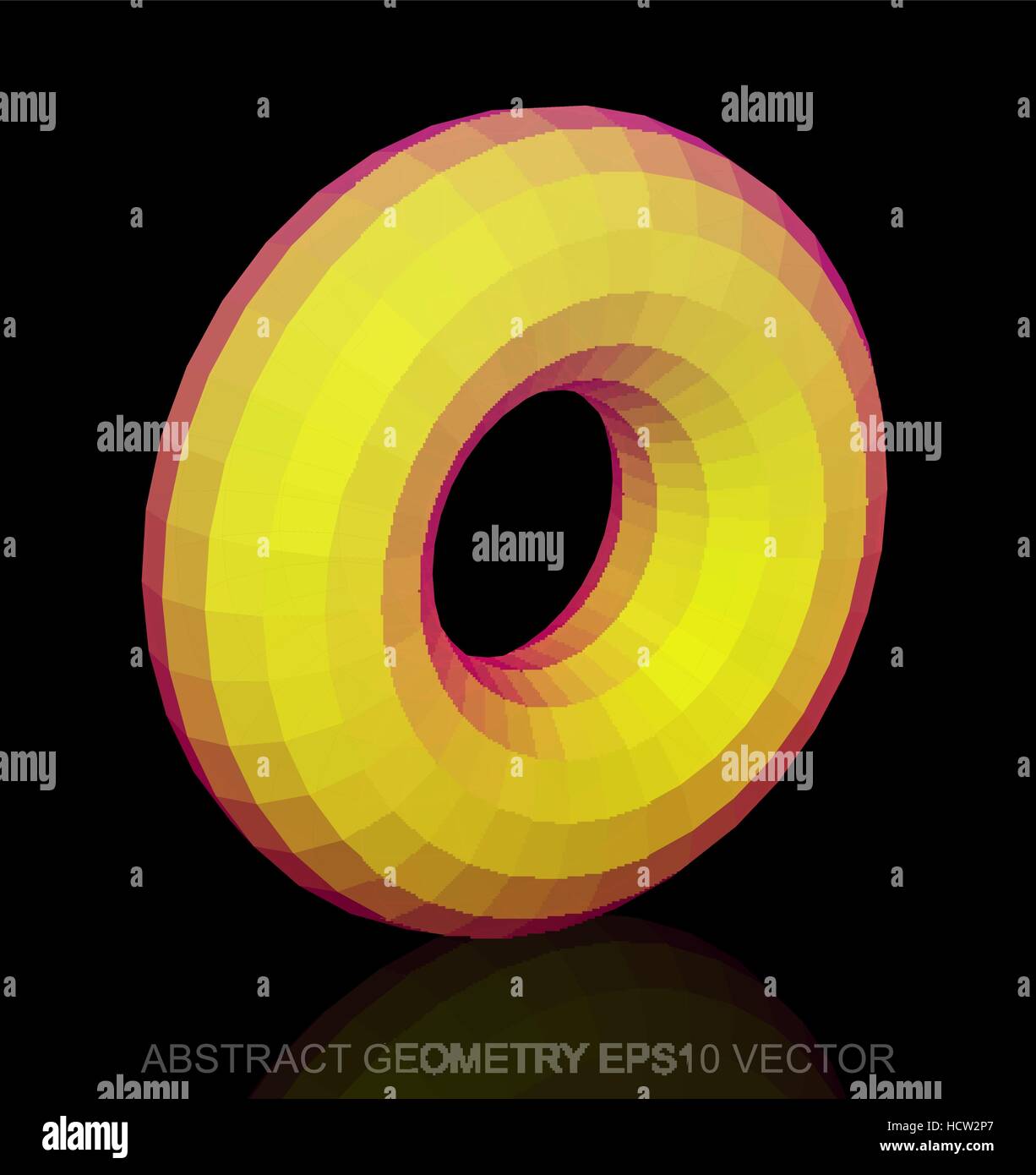 Abstract geometry: low poly Yellow Torus. 3D polygonal object, EPS 10 ...