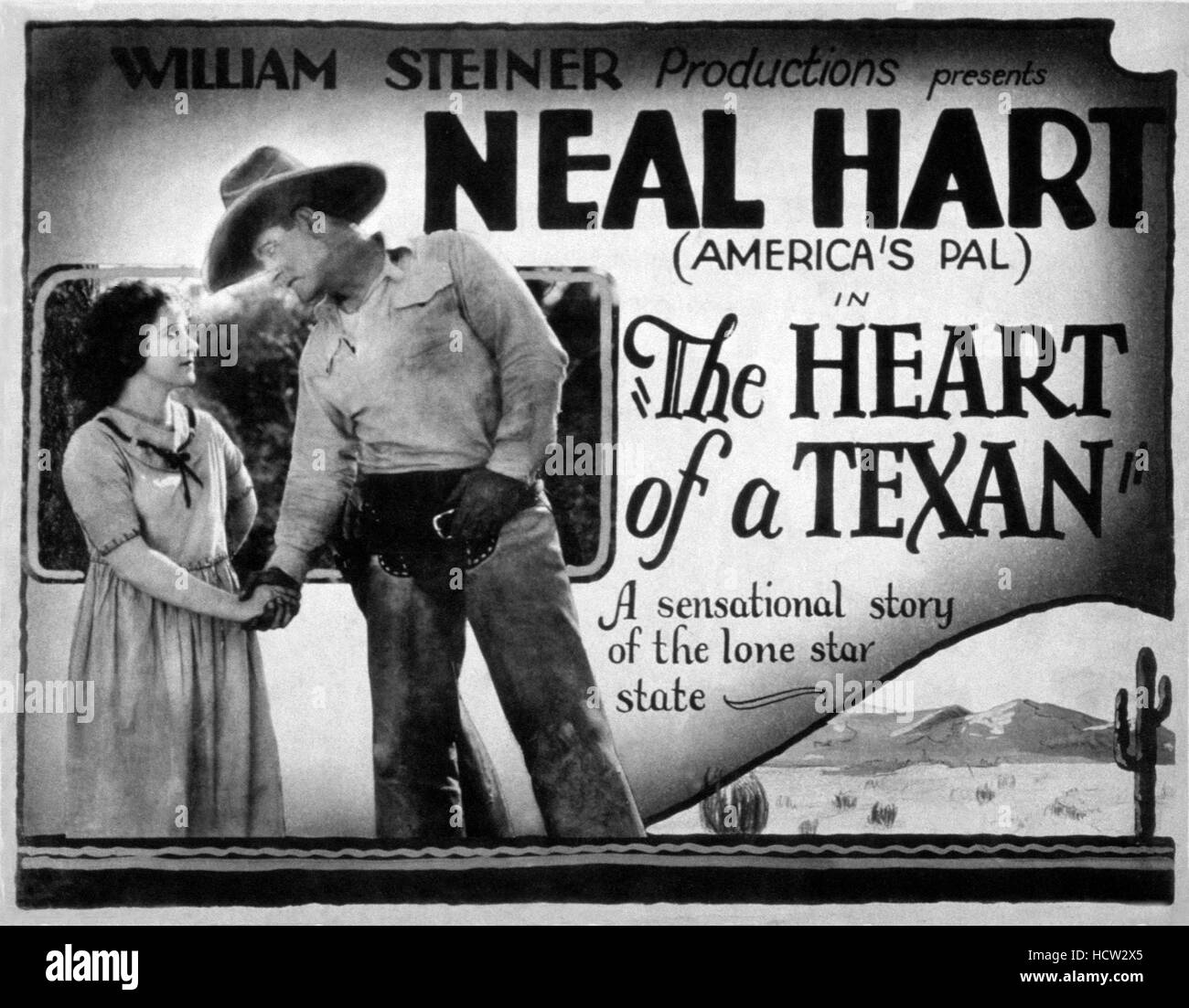 THE HEART OF A TEXAN, from left: Hazel Deane, Neal Hart, 1922 Stock ...