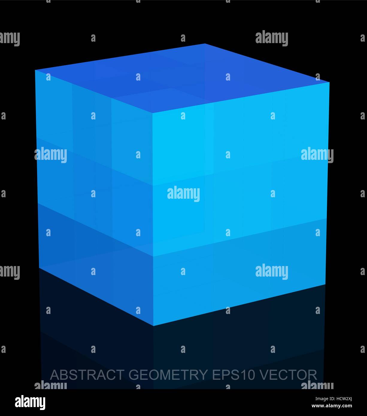 Abstract geometry: low poly Blue Cube. 3D polygonal object, EPS 10 ...