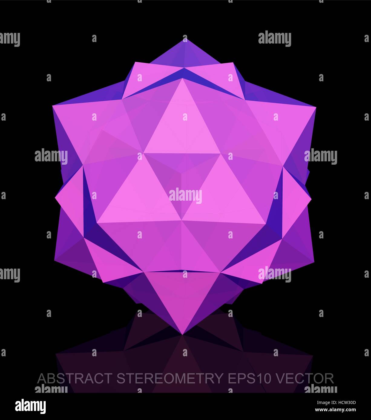 Abstract geometry: low poly Pink Dodecahedron. 3D polygonal object, EPS ...