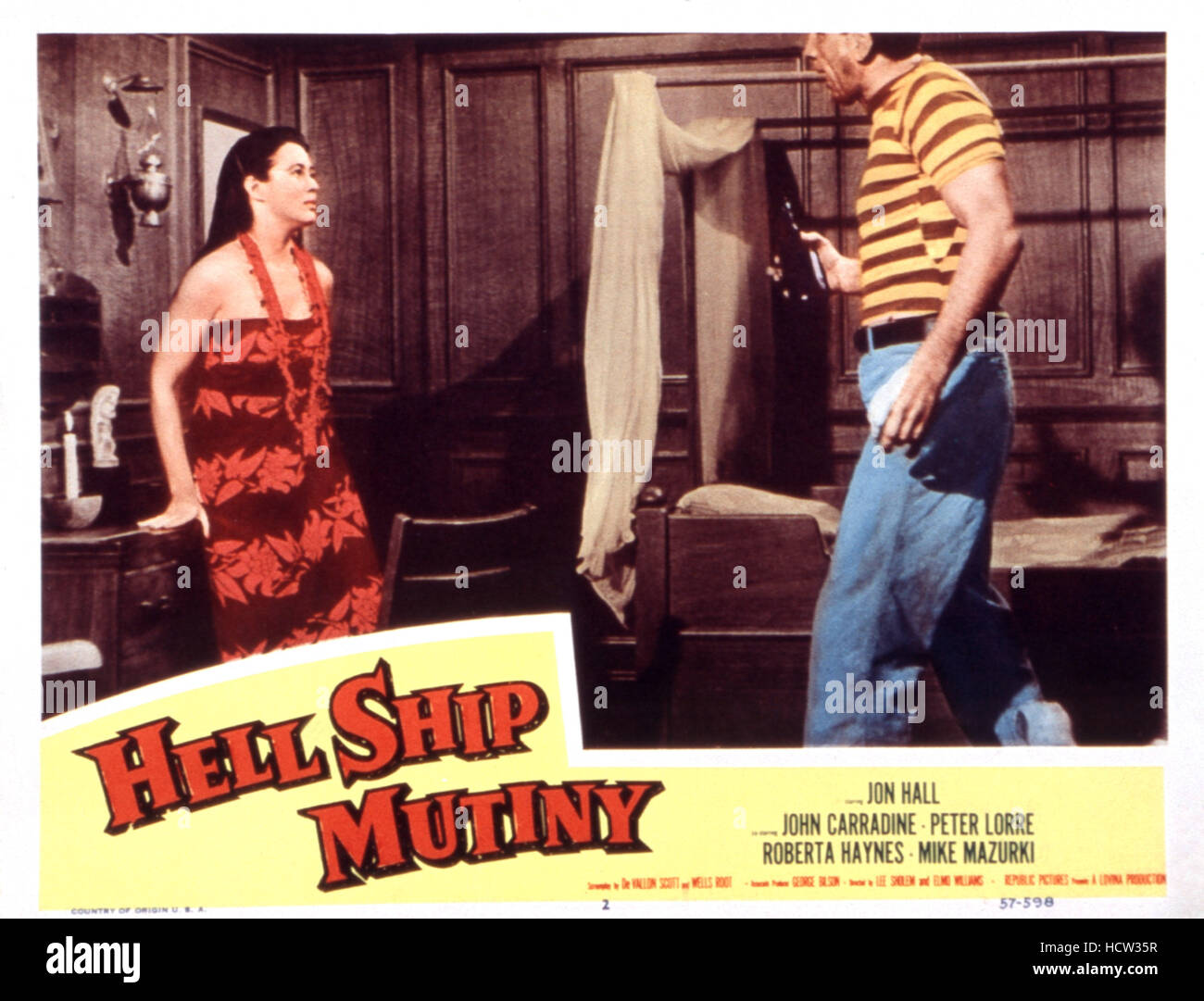 HELL SHIP MUTINY, from left: Roberta Haynes, Mike Mazurki, 1957 Stock Photo - Alamy