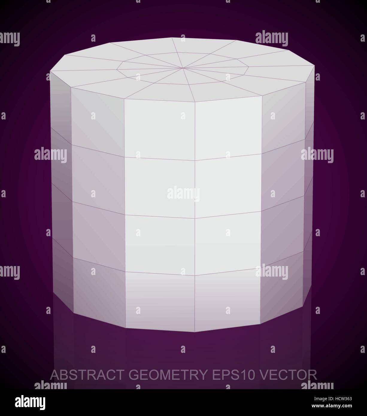 Abstract geometry: low poly White Cylinder. 3D polygonal object, EPS 10 ...