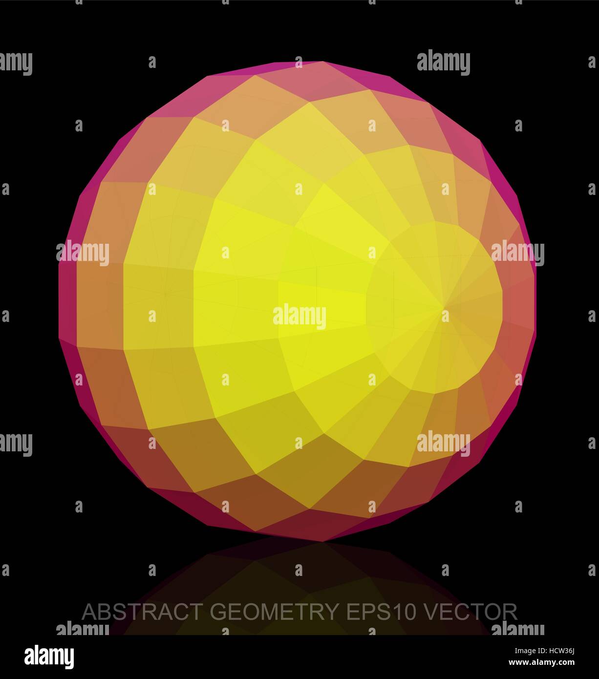 Abstract stereometry: low poly Yellow Sphere. 3D polygonal object, EPS ...