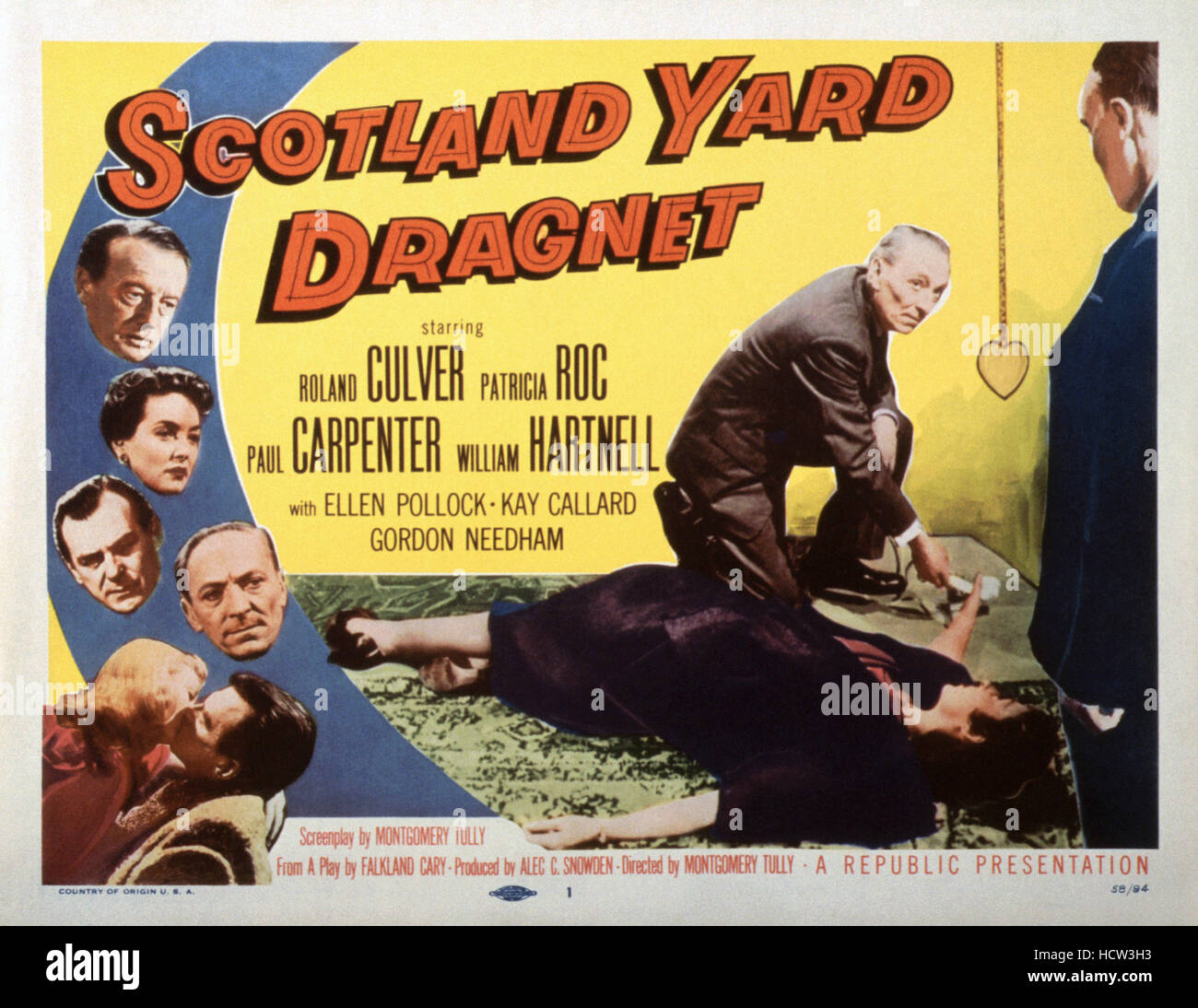 THE HYPNOTIST, (aka SCOTLAND YARD DRAGNET), US lobbycard, from top left ...