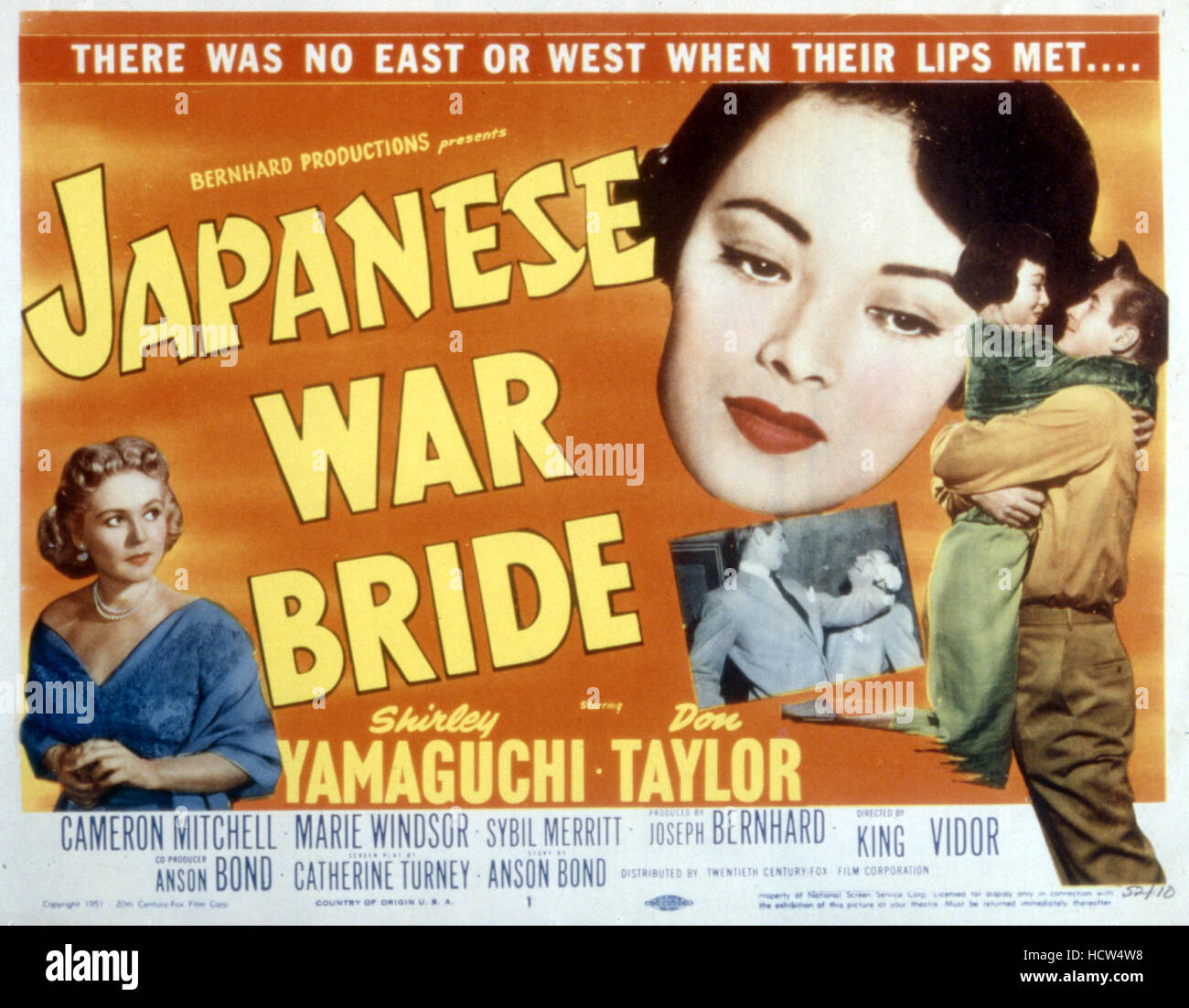 JAPANESE WAR BRIDE, US lobbycard, right: Shirley Yamaguchi, Don Taylor ...