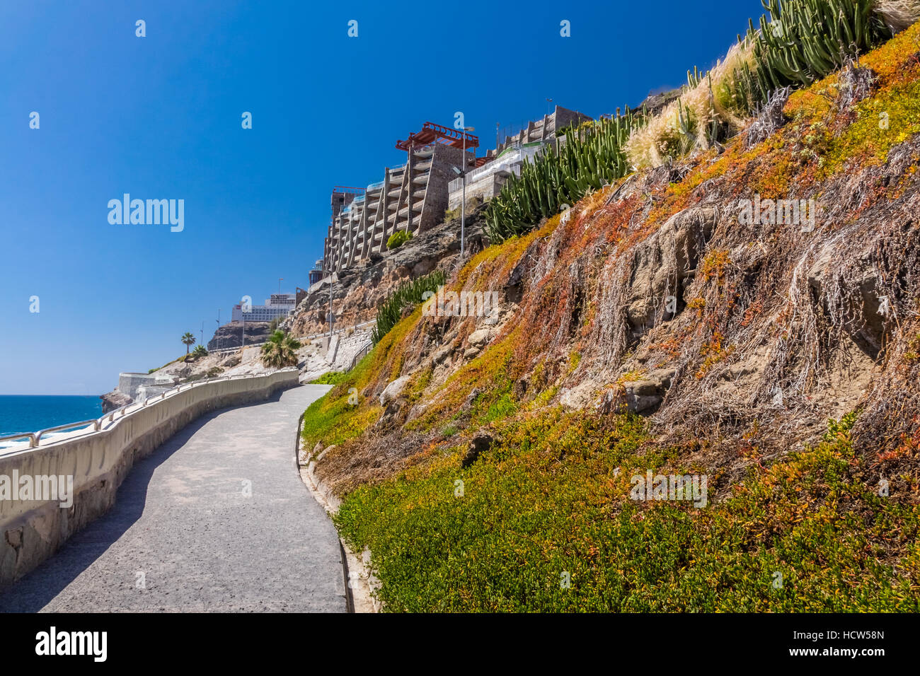 Beautiful coastal promenade, Puerto Rico, Gran Canaria, Canary Islands ...