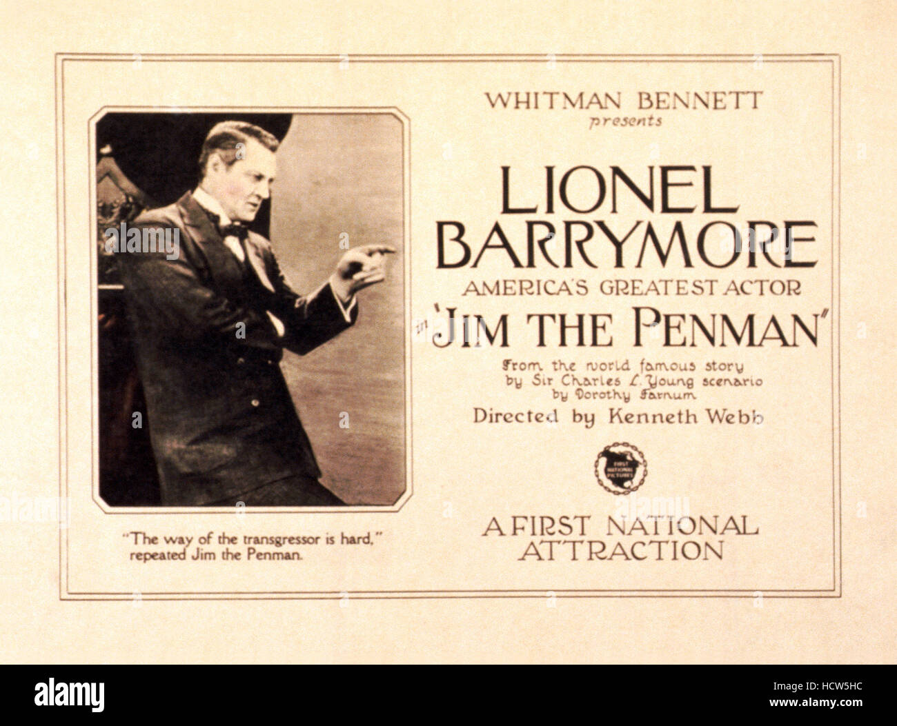 JIM THE PENMAN, Lionel Barrymore, 1921 Stock Photo - Alamy