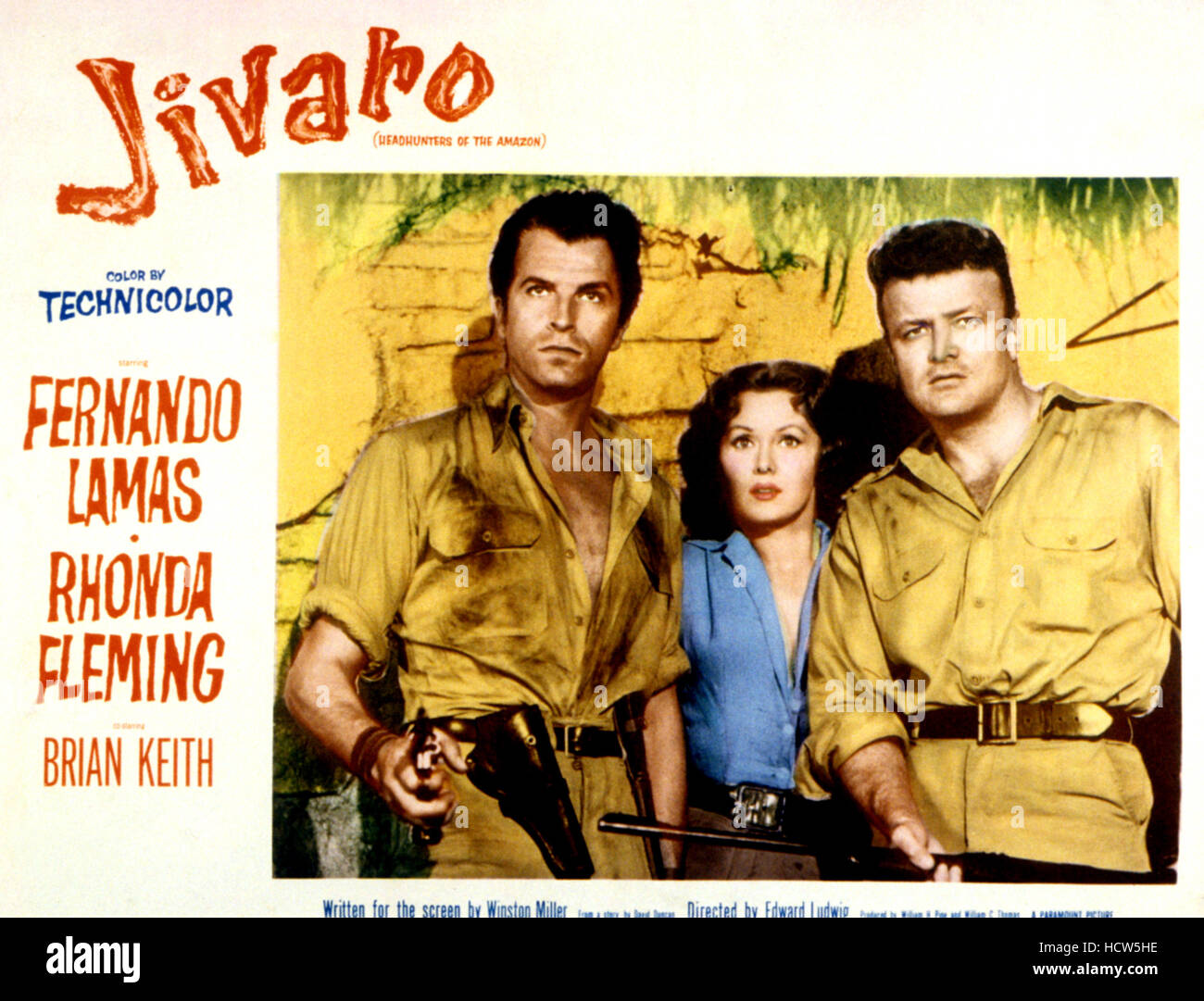 JIVARO, Fernando Lamas, Rhonda Fleming, Brian Keith, 1954 Stock Photo ...