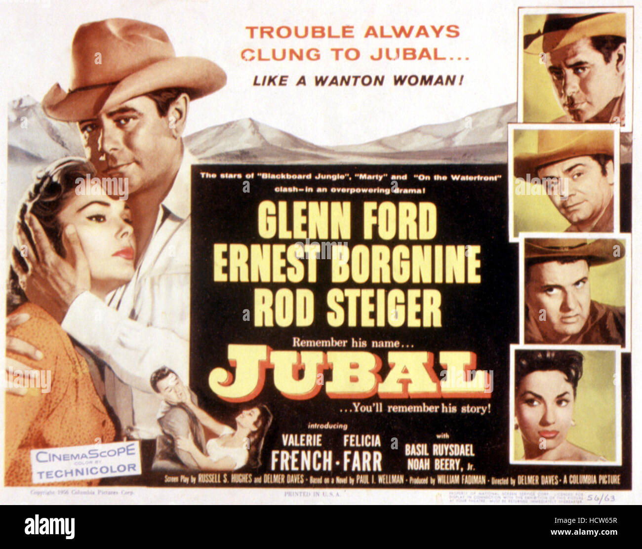 JUBAL, Glenn Ford, Felicia Farr, Eernest Borgnine, Rod Steiger, 1956 Stock Photo - Alamy