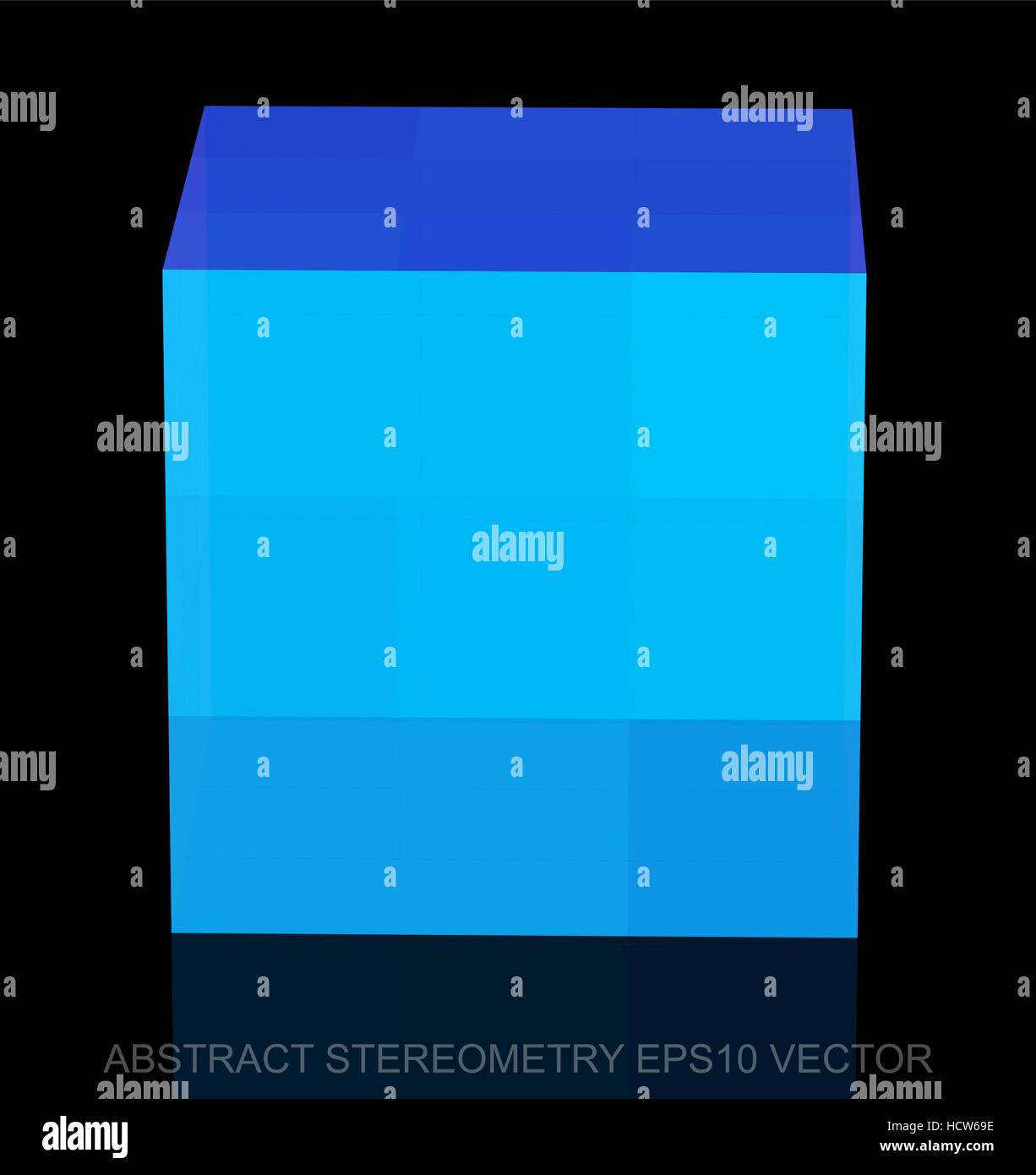 Abstract stereometry: low poly Blue Cube. 3D polygonal object, EPS 10 ...