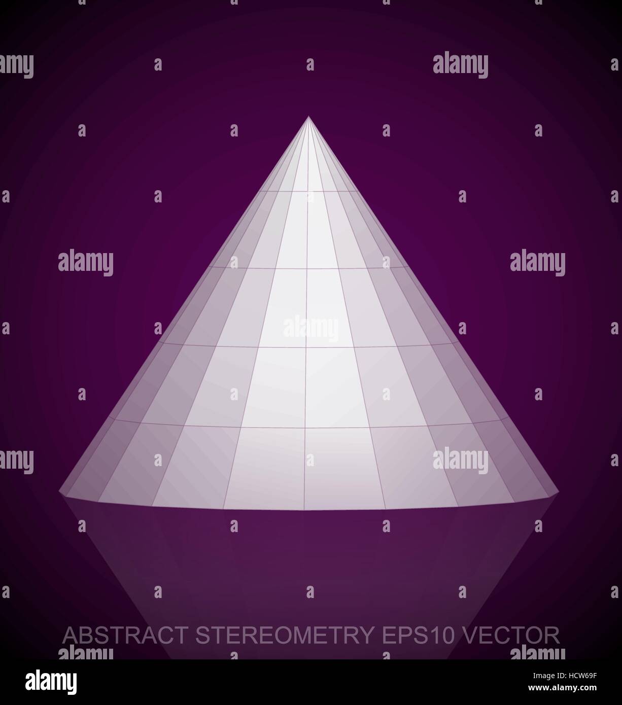 Abstract stereometry: low poly White Cone. 3D polygonal object, EPS 10 ...