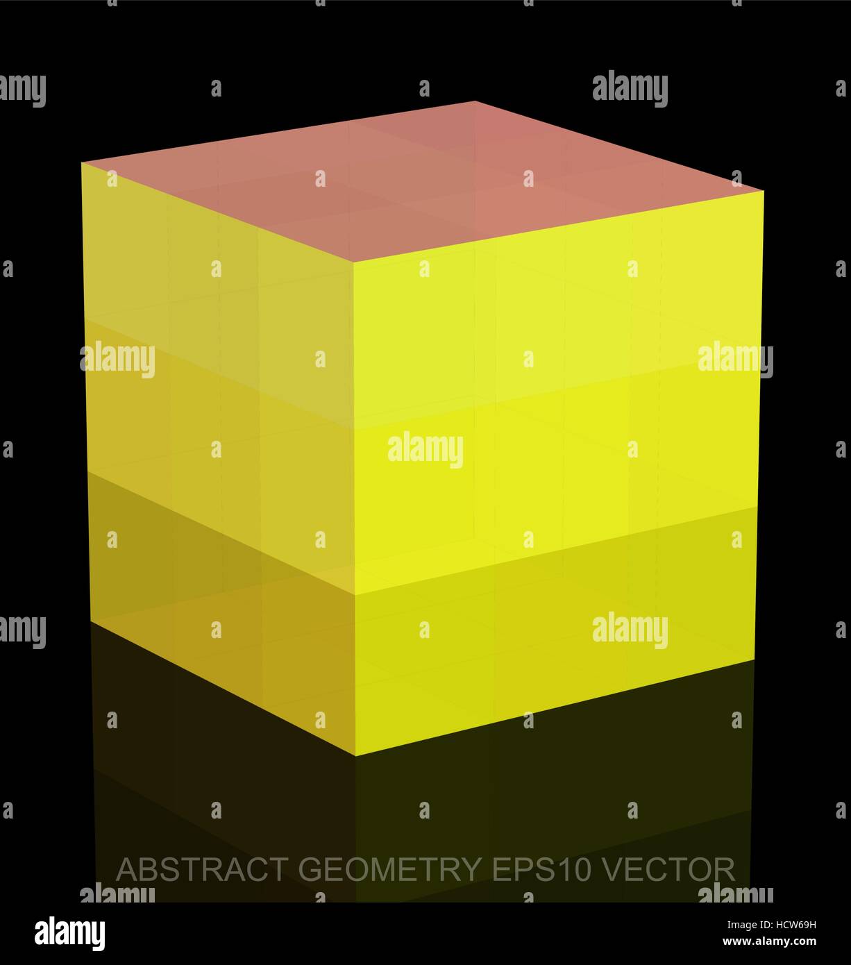 Abstract geometry: low poly Yellow Cube. 3D polygonal object, EPS 10 ...