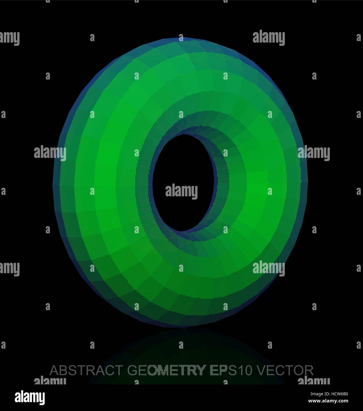 Abstract geometry: low poly Green Torus. 3D polygonal object, EPS 10 ...