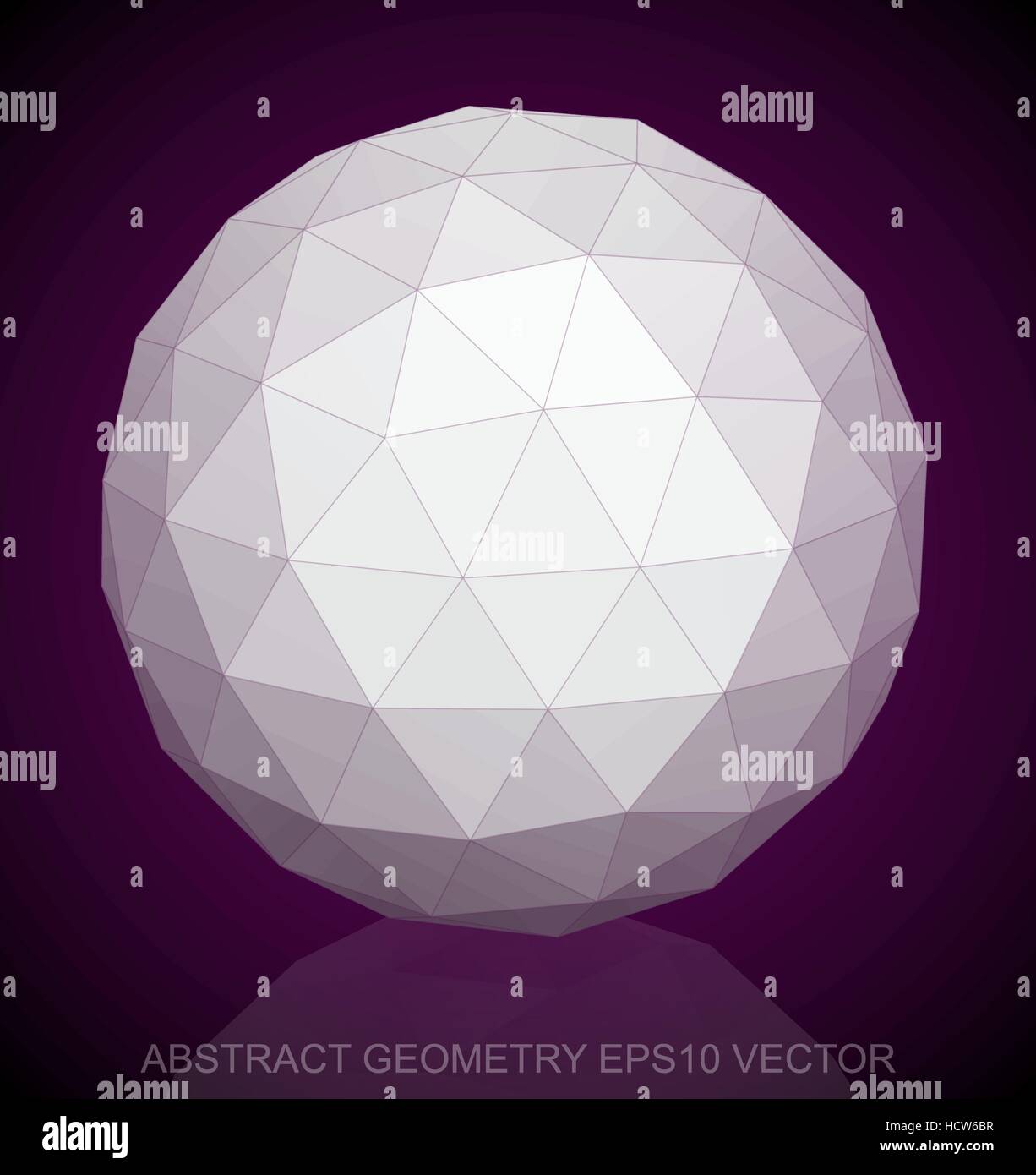 Abstract geometry: low poly White Sphere. 3D polygonal object, EPS 10 ...