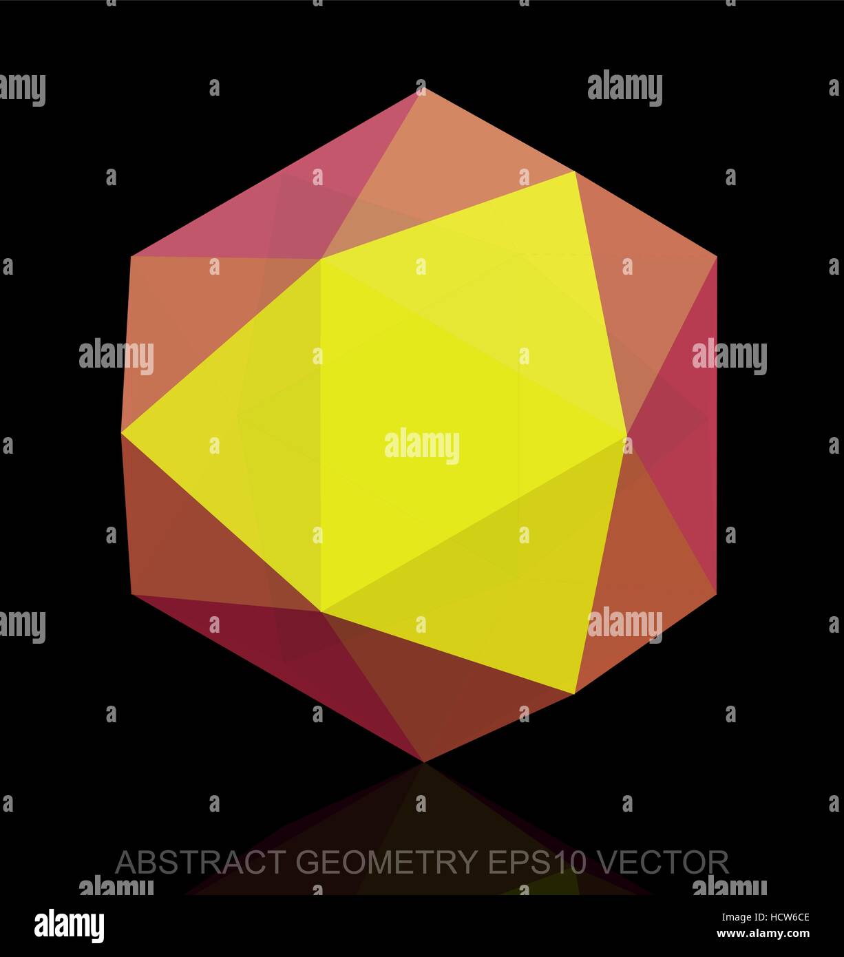 Abstract stereometry: low poly Yellow Octahedron. 3D polygonal object ...
