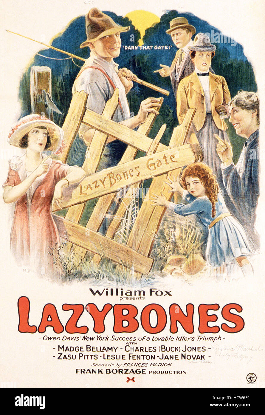 LAZYBONES, front from left: Madge Bellamy, Virginia Marshall, Buck Jones (fishing pole), 1925 ...
