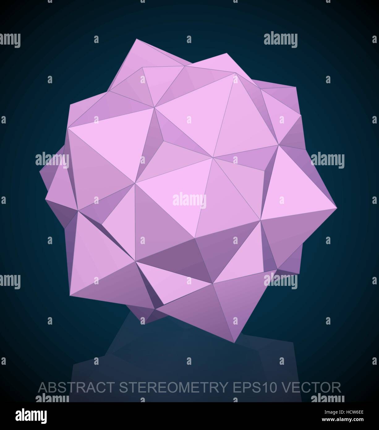 Abstract geometry: low poly Pink Dodecahedron. 3D polygonal object, EPS ...