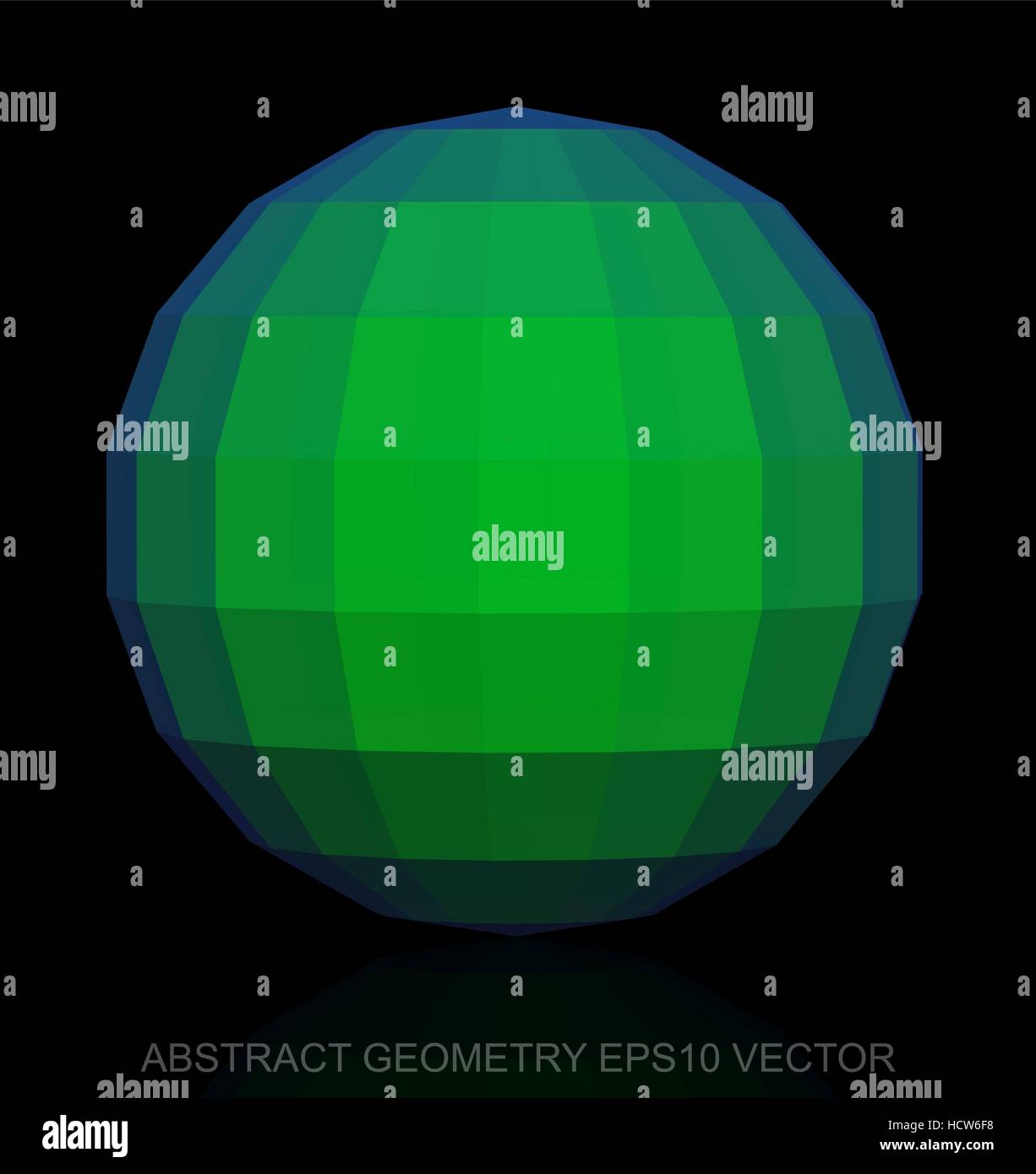 Abstract stereometry: low poly Green Sphere. 3D polygonal object, EPS ...