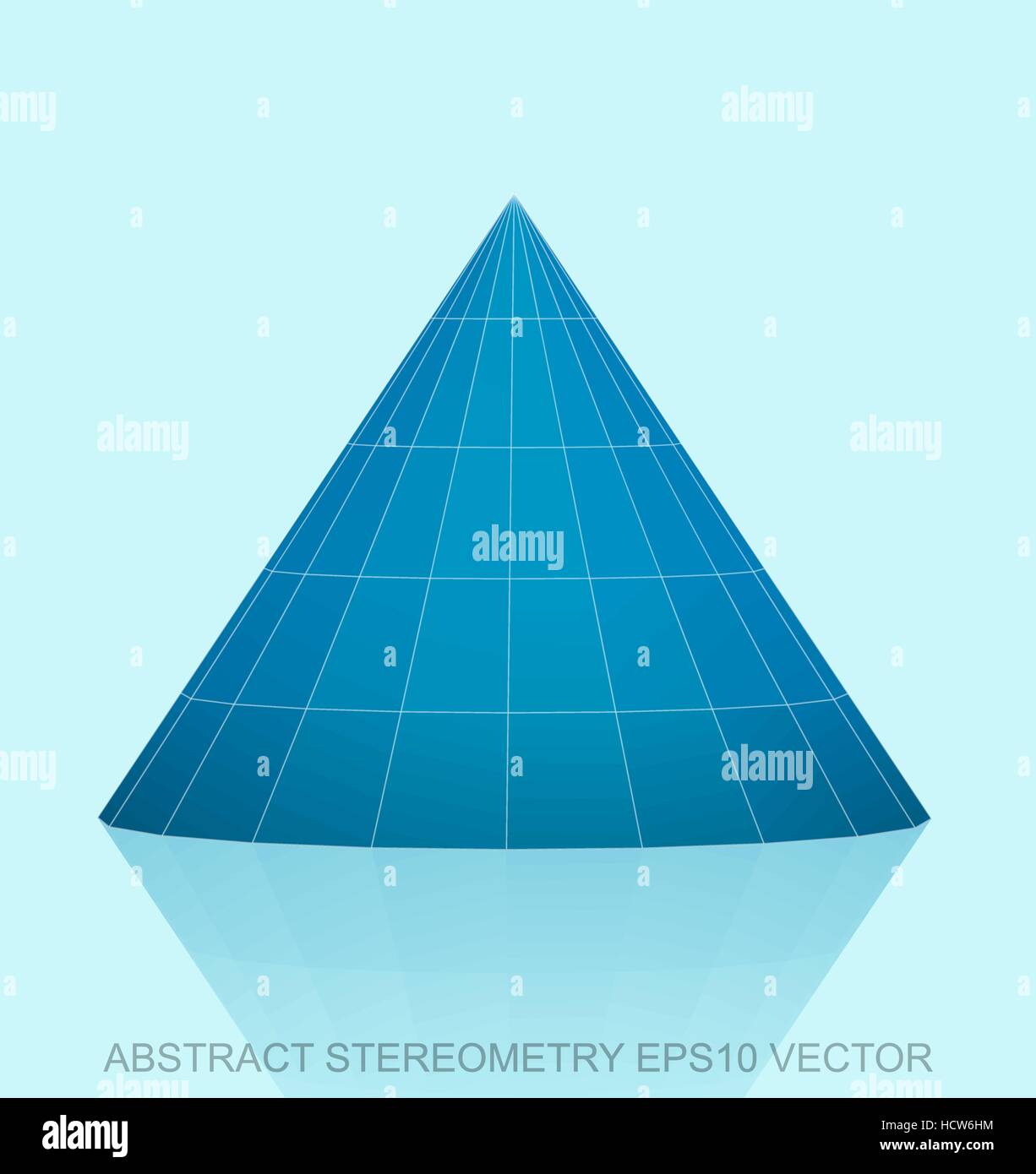 Abstract stereometry: low poly Blue Cone. 3D polygonal object, EPS 10 ...