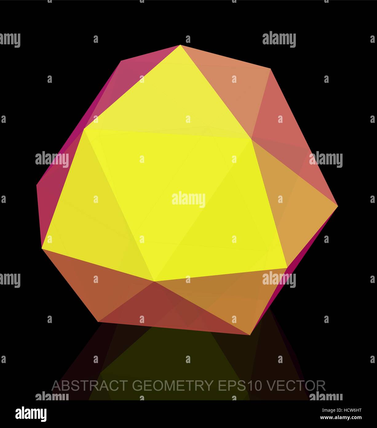 Abstract stereometry: low poly Yellow Octahedron. 3D polygonal object ...