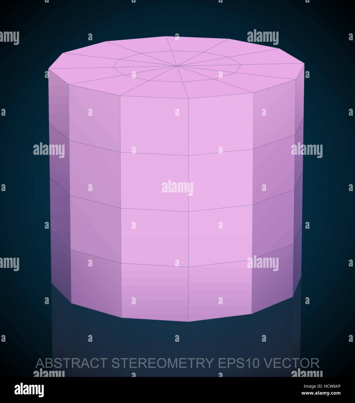 Abstract stereometry: low poly Pink Cylinder. 3D polygonal object, EPS ...