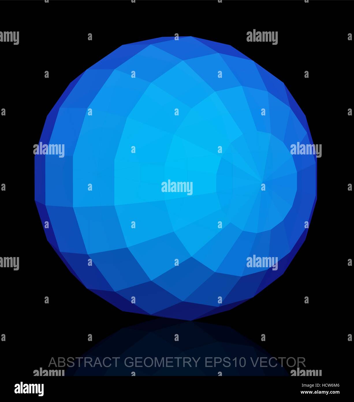 Abstract stereometry: low poly Blue Sphere. 3D polygonal object, EPS 10 ...