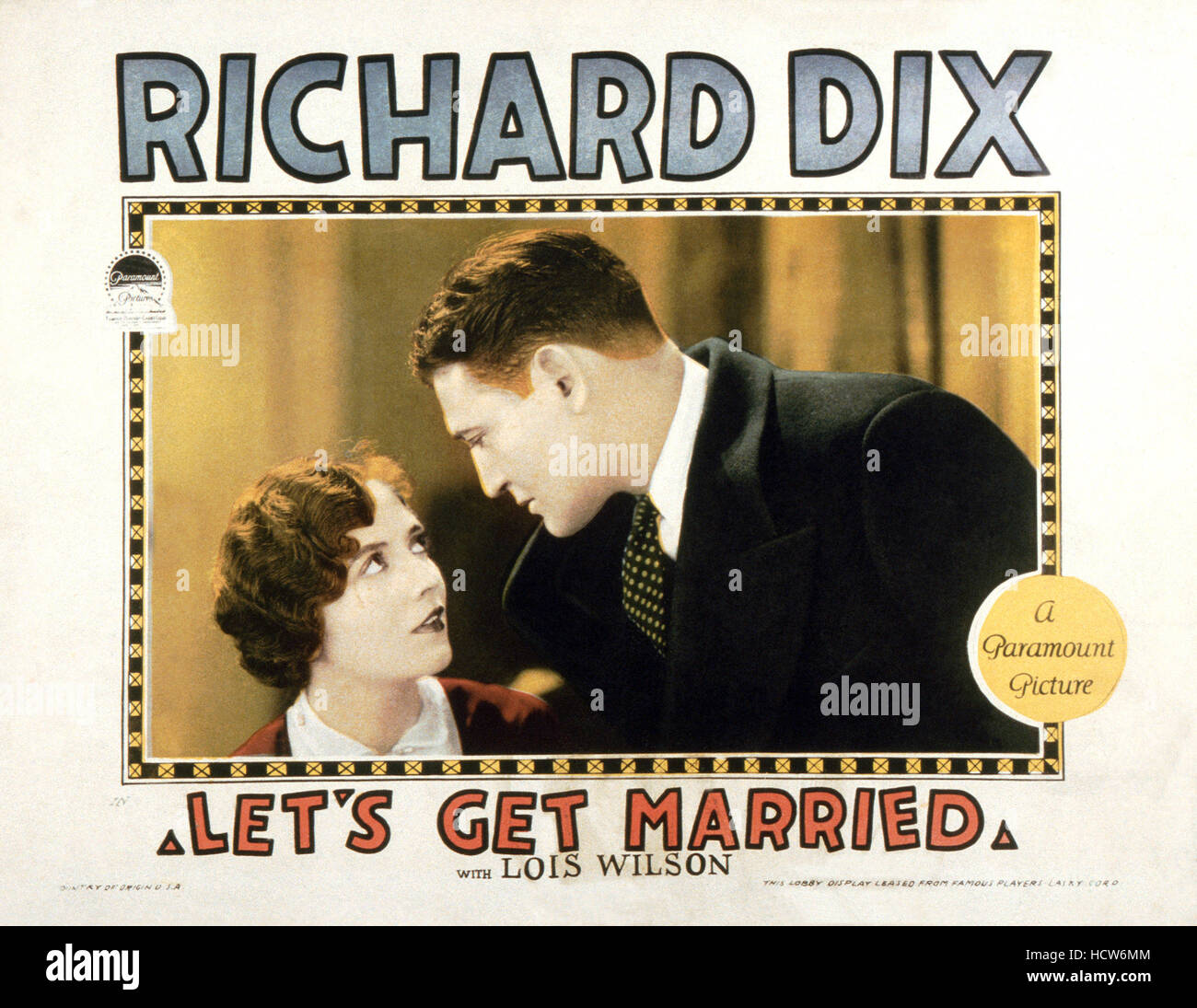 LET'S GET MARRIED, from left: Lois Wilson, Richard Dix, 1926 Stock ...