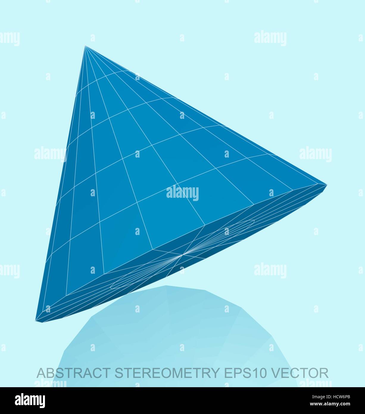 Abstract stereometry: low poly Blue Cone. 3D polygonal object, EPS 10 ...