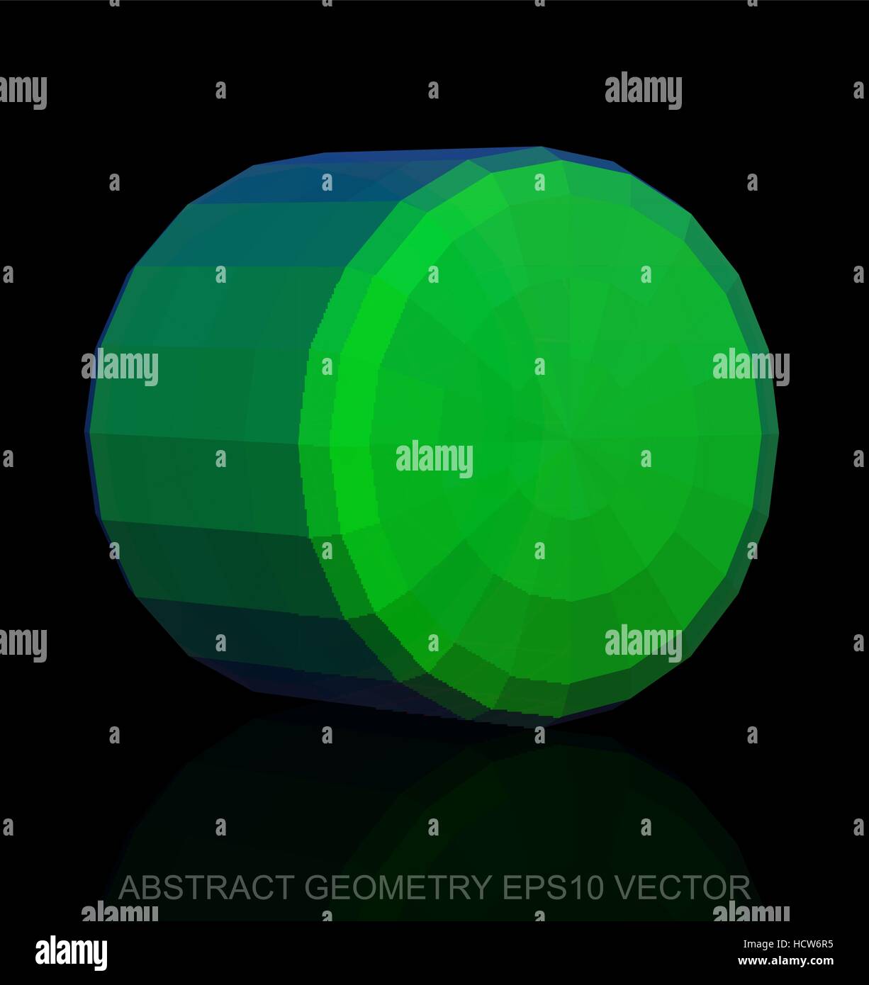 Abstract geometry: low poly Green Cylinder. 3D polygonal object, EPS 10 ...
