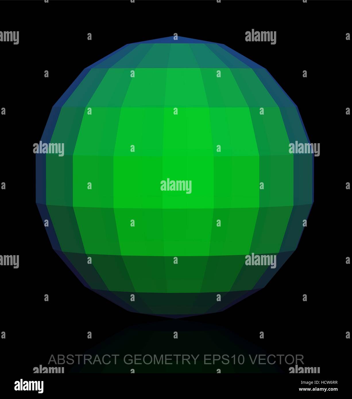 Abstract stereometry: low poly Green Sphere. 3D polygonal object, EPS ...