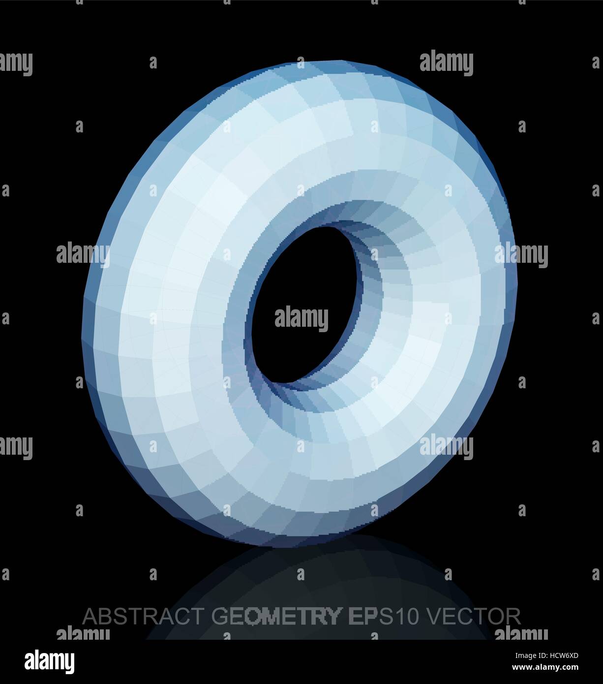 Abstract geometry: low poly White Torus. 3D polygonal object, EPS 10 ...