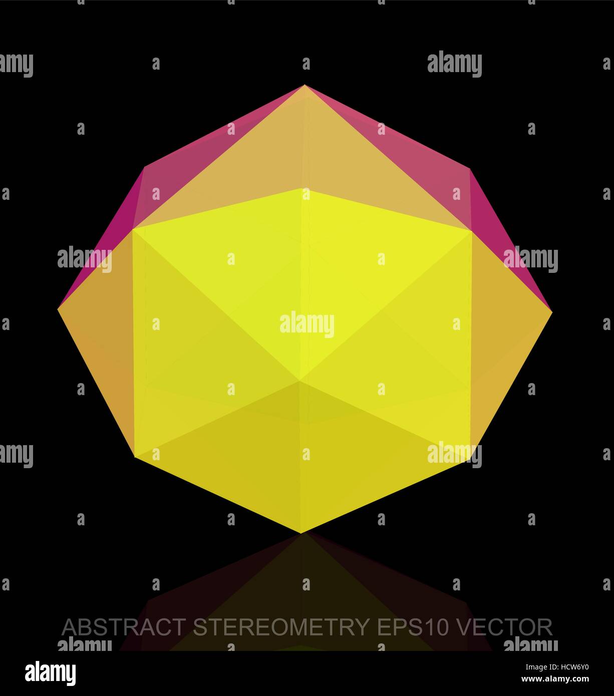 Abstract stereometry: low poly Yellow Octahedron. 3D polygonal object ...