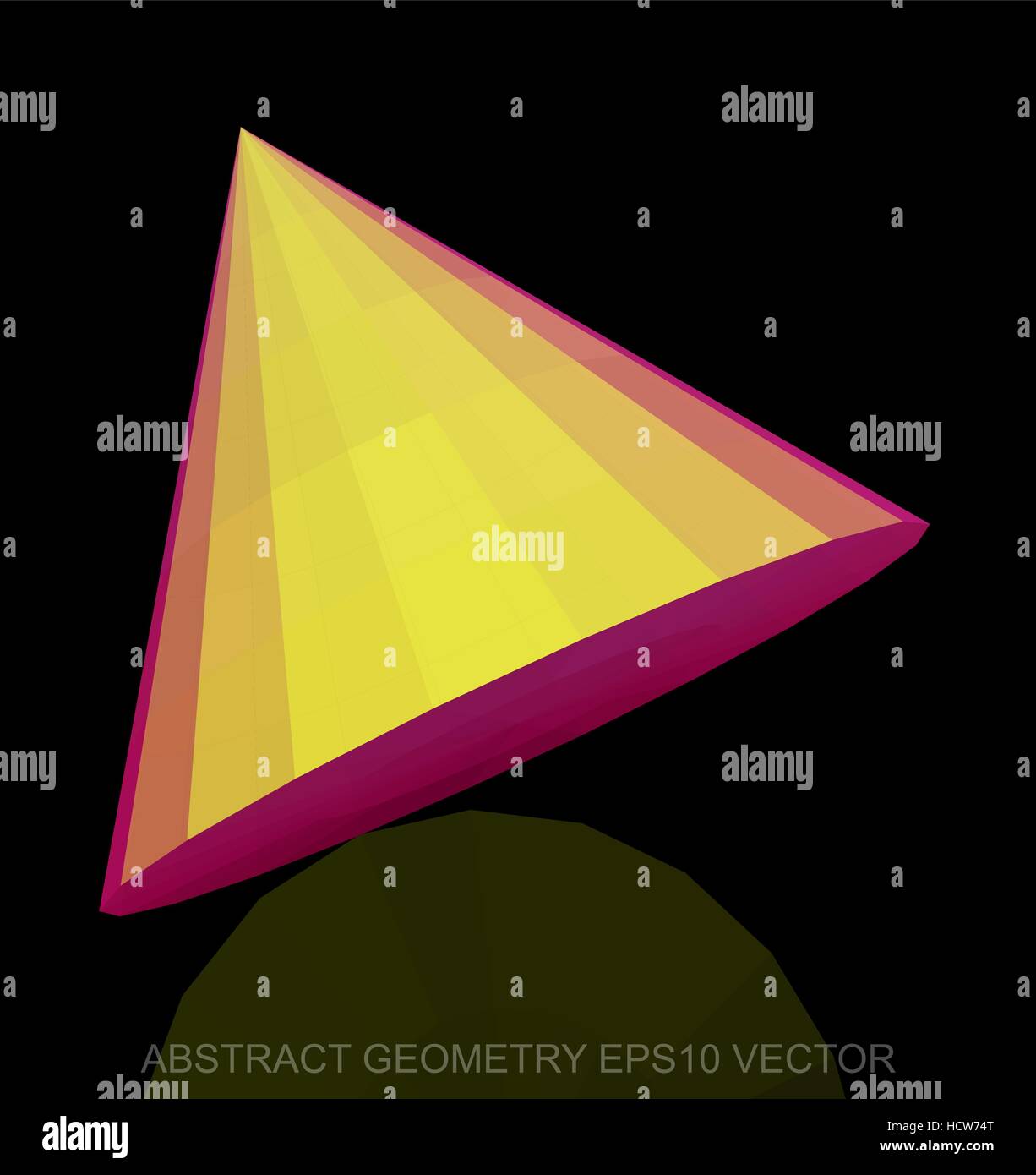 Abstract geometry: low poly Yellow Cone. 3D polygonal object, EPS 10 ...