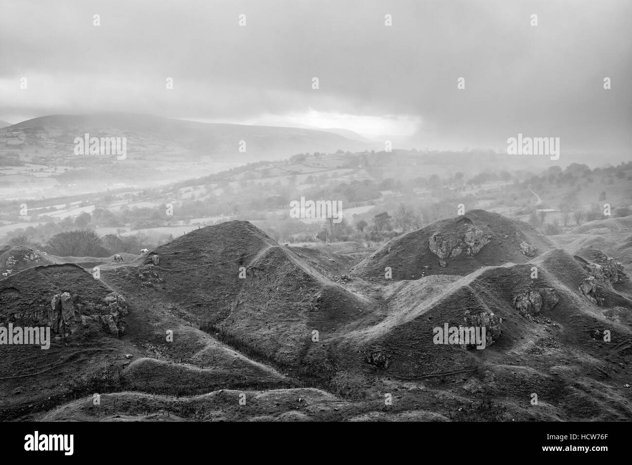 Beautiful landscape image of abandoned quarry taken over by nature in ...