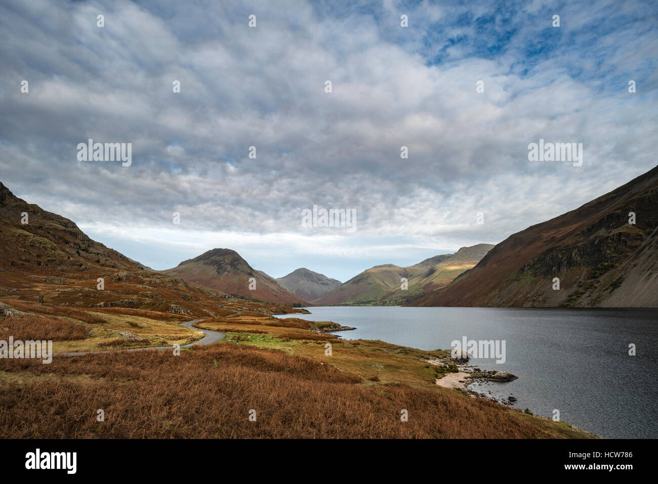Stunning sunset landscape image of Wast Water and mountains in Lkae ...