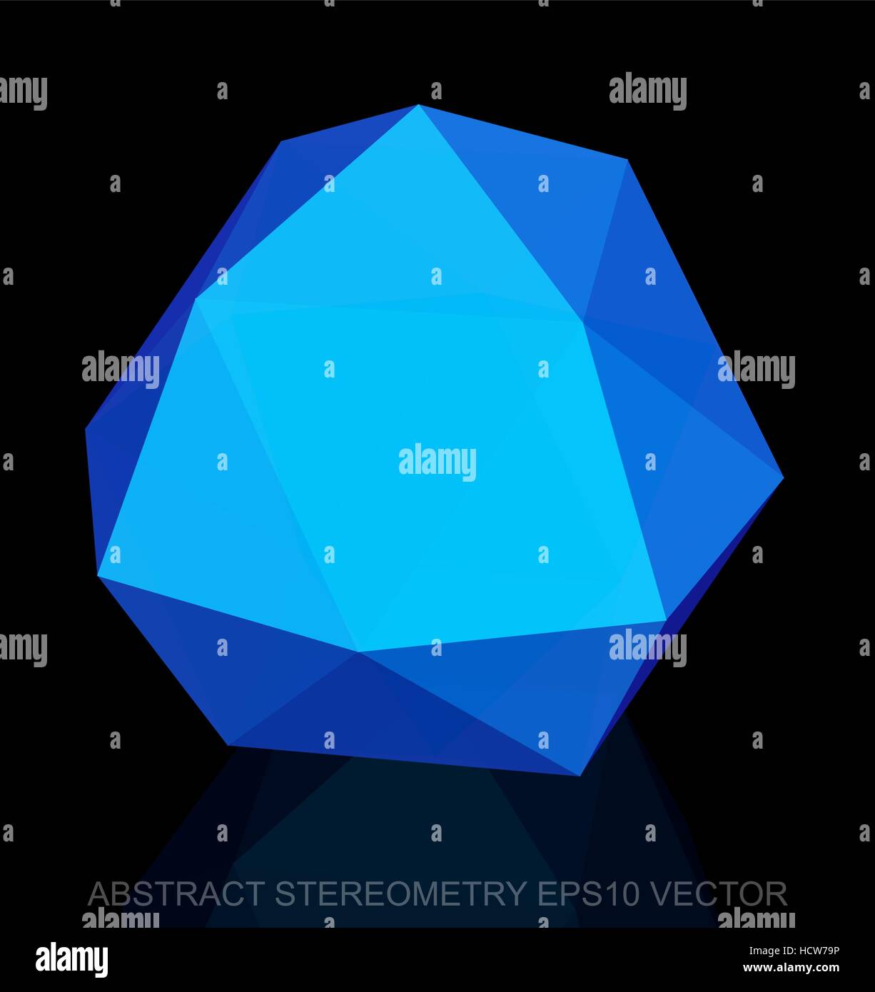 Abstract geometry: low poly Blue Octahedron. 3D polygonal object, EPS ...