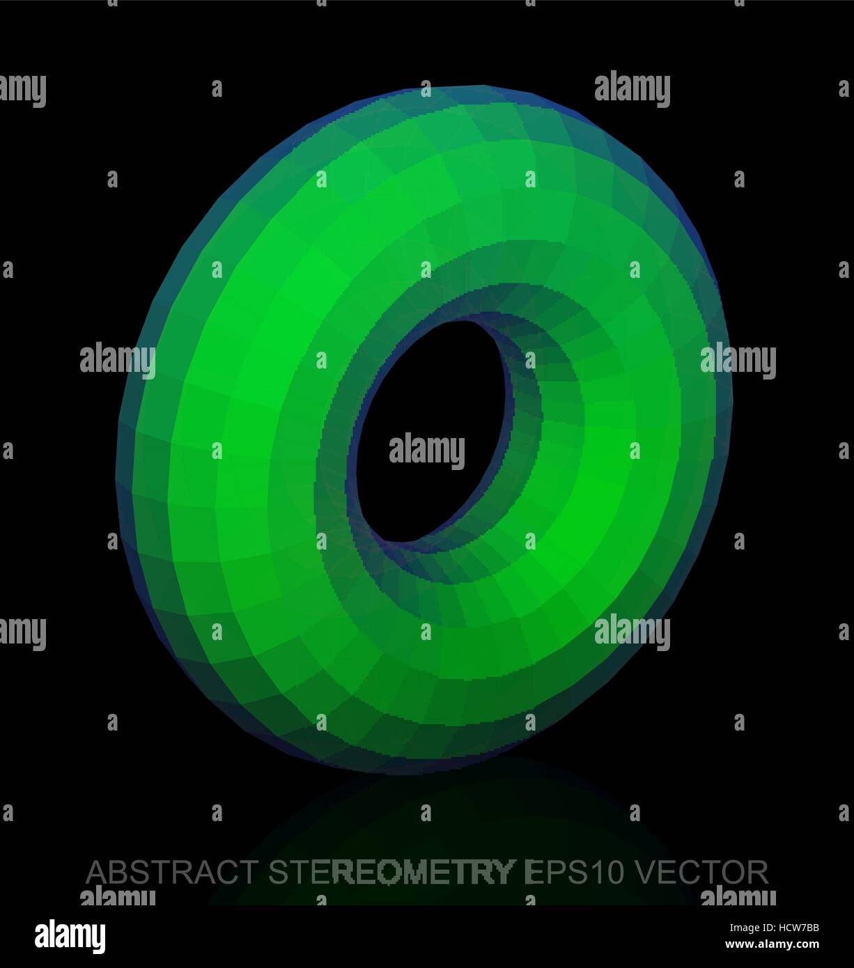Abstract geometry: low poly Green Torus. 3D polygonal object, EPS 10 ...