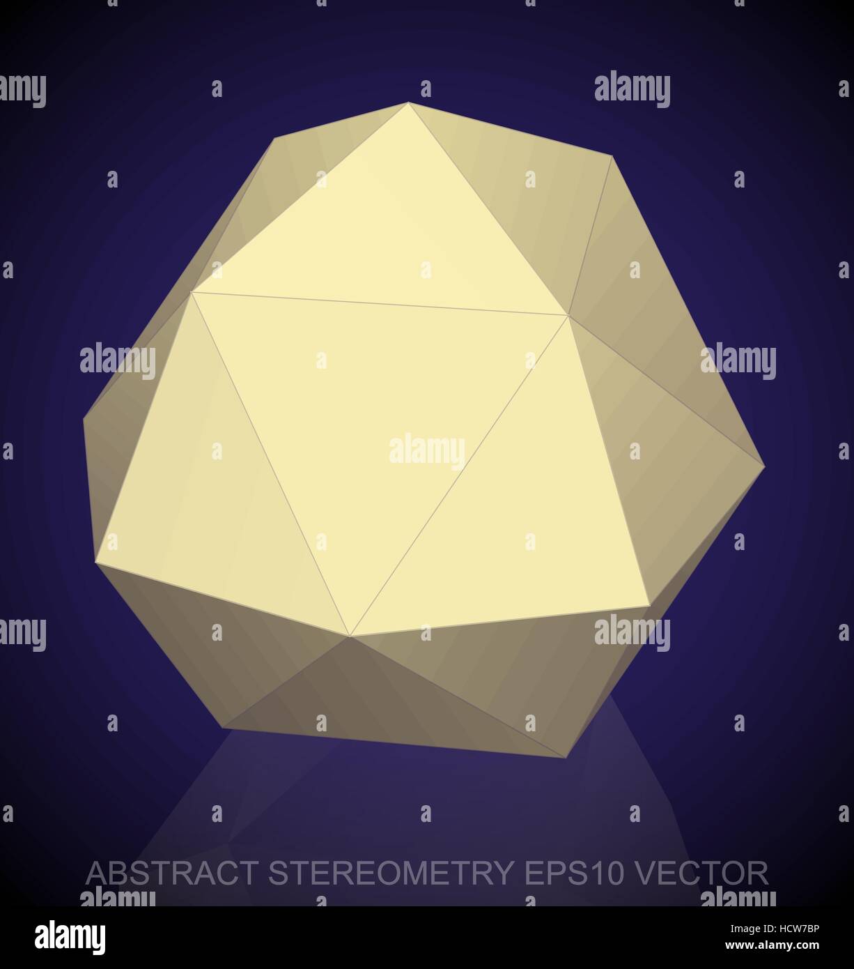 Abstract geometry: low poly Yellow Octahedron. 3D polygonal object, EPS ...
