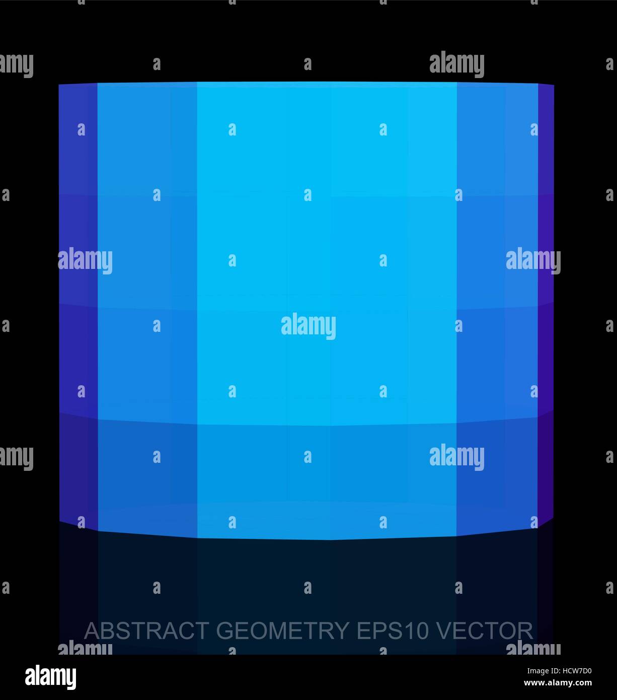 Abstract stereometry: low poly Blue Cylinder. 3D polygonal object, EPS ...