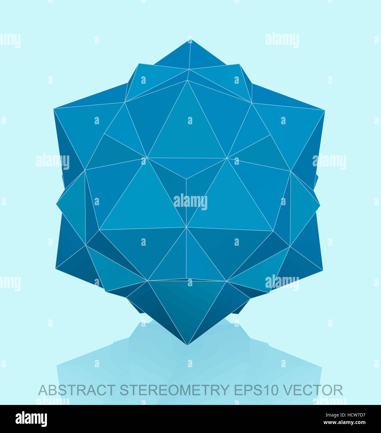 Abstract geometry: low poly Blue Dodecahedron. 3D polygonal object, EPS ...