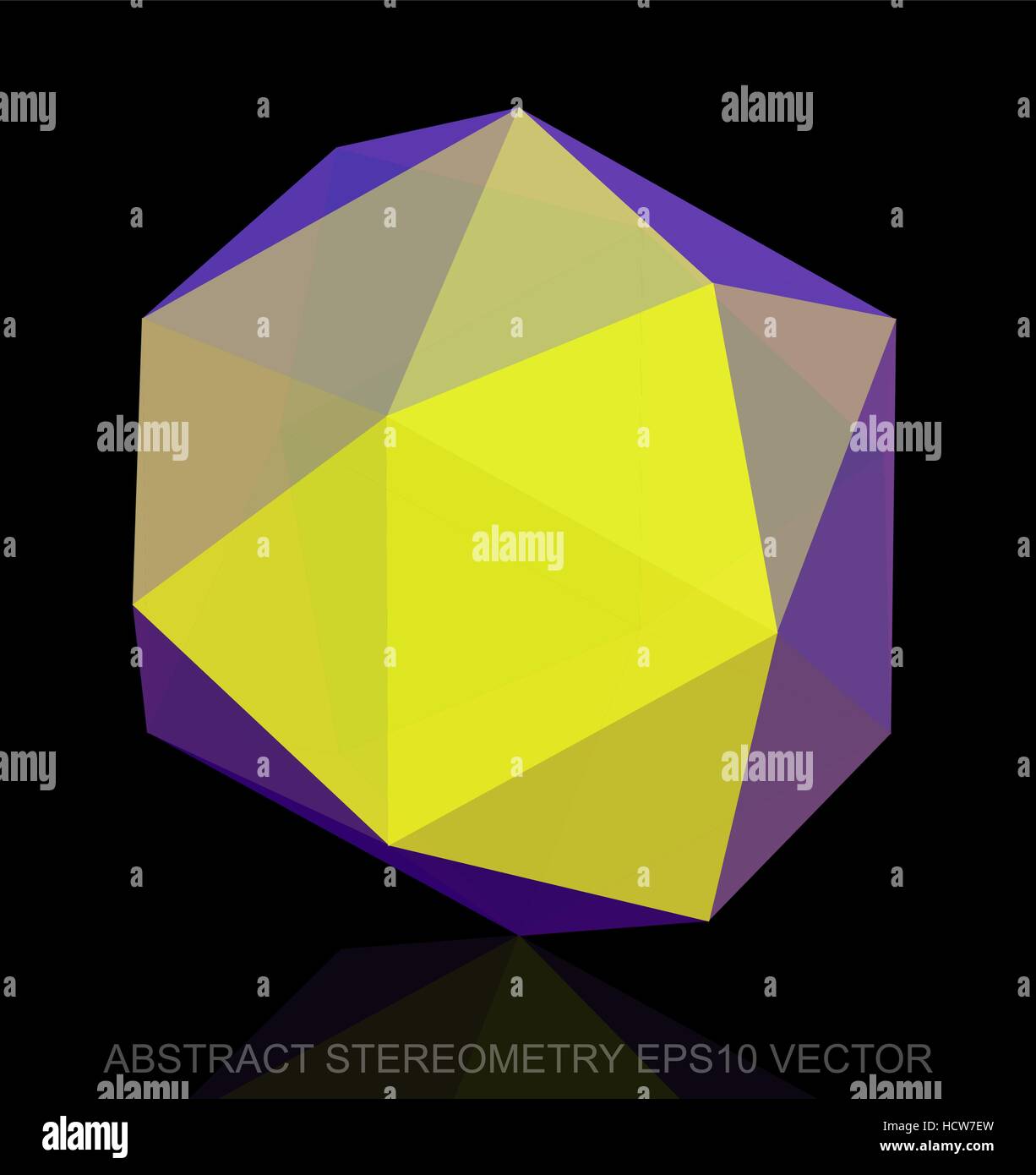 Abstract geometry: low poly Yellow Octahedron. 3D polygonal object, EPS ...